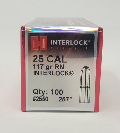 Hornady 25 Cal (.257 Dia) Reloading Bullets H2550 117 Grain Interlock ...