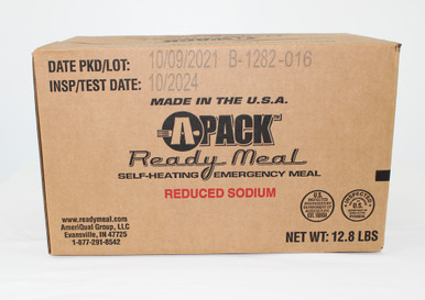 APACK Reduced Sodium Self Heating MRE 12 Meals Per Case 48 Cases Per Pallet