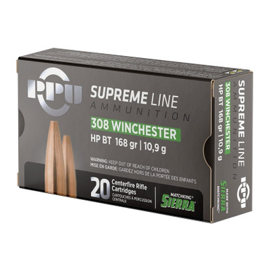 Prvi PPU 308 Win Ammunition Supreme Line PPMK308 168 Grain Hollow Point ...