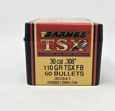Barnes 30 Cal (.308 Dia) Reloading Bullets Copper TSX B30341 110 Grain ...