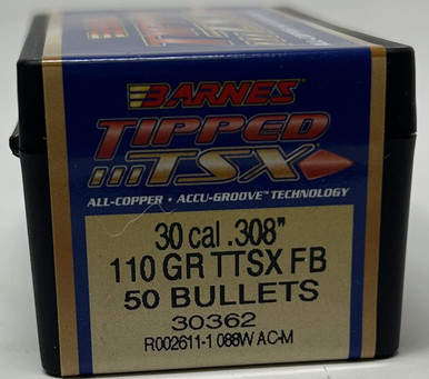 Barnes 30 Cal (.308 Dia) Reloading Bullets Copper TTSX B30362 110 Grain ...