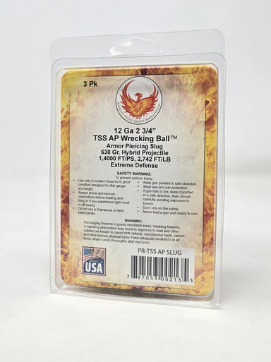 Phoenix Rising 12 Gauge Ammunition TSS AP Wrecking Ball PR12TSSSLUG 2-3 ...