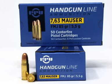 Prvi PPU 7.63 Mauser Ammunition PPH763 85 Grain Full Metal Jacket 50 ...