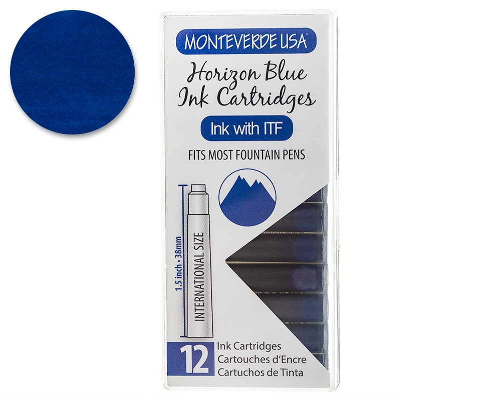 Monteverde Horizon Blue Ink Cartridges (12 Pack) - Cardinal Pens & Paper