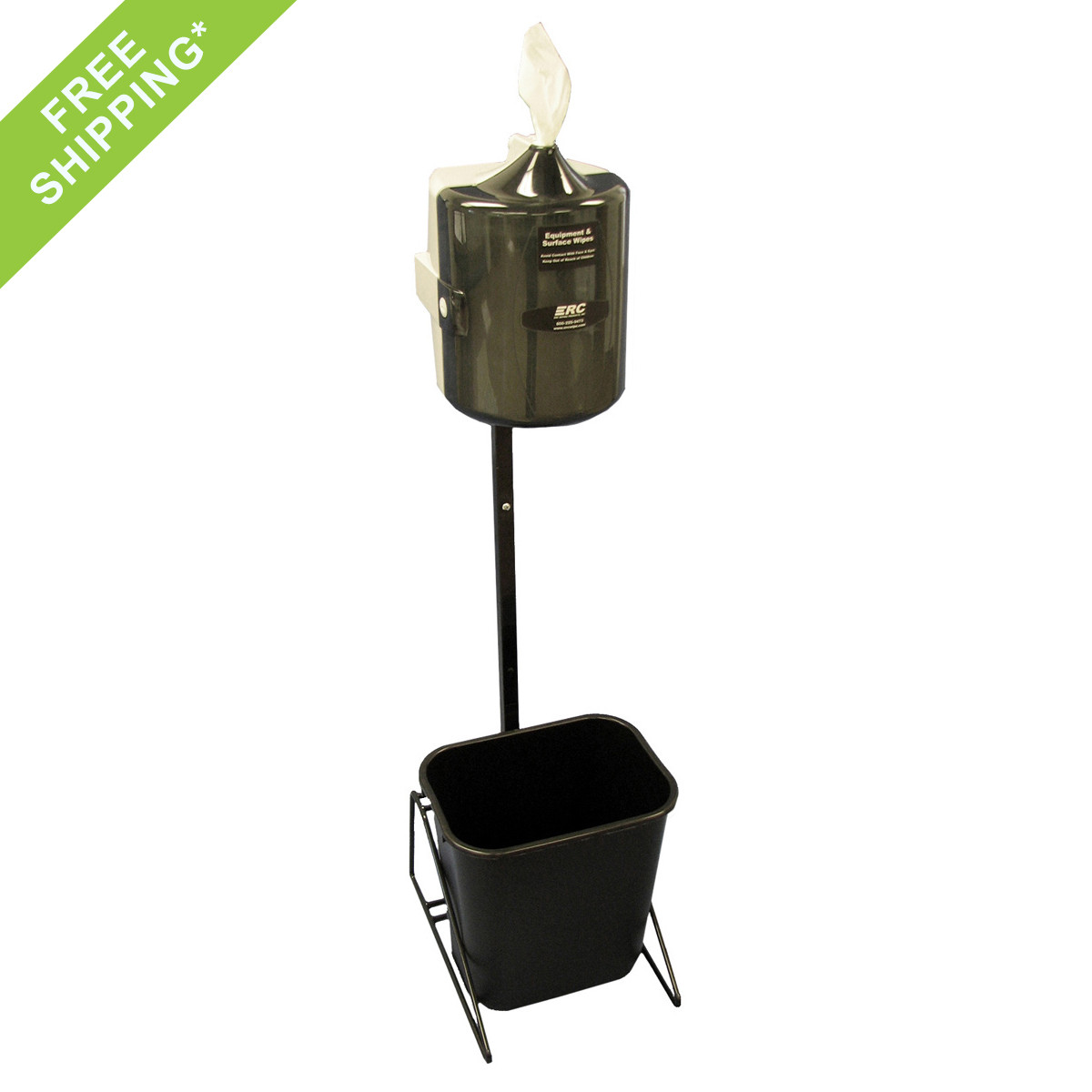Wipes Dispenser Wire Floor Stand with Wastebasket