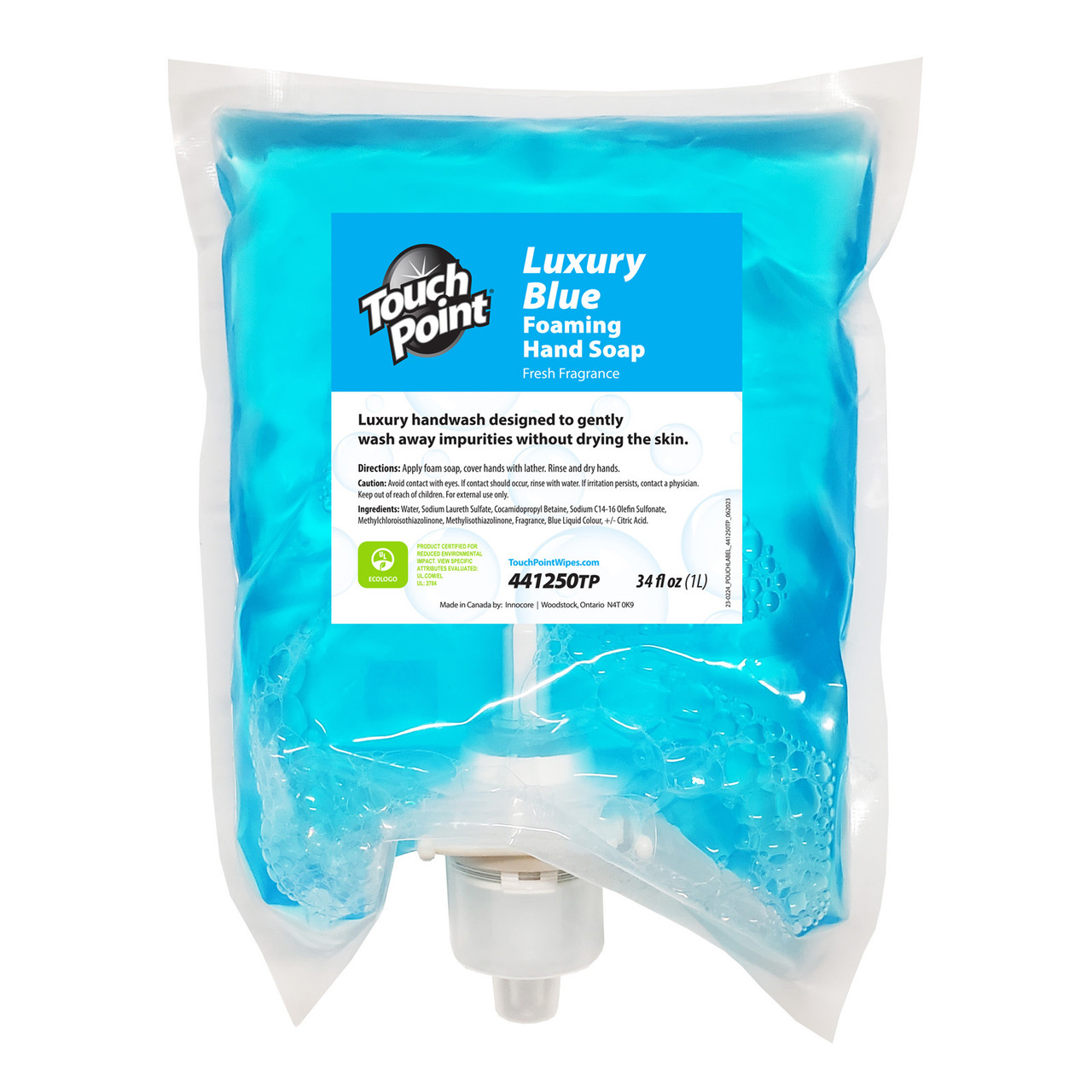 TouchPoint® Luxury Blue Foam Soap Starter Kit with White Dispenser