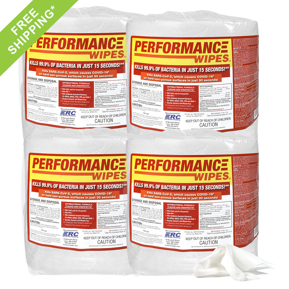Performance Wipes - 4 Rolls - Disinfecting Wipe