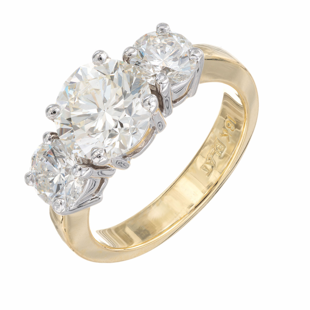 Peter Suchy .42 Carat Diamond Ruby Yellow Gold Three-Stone Engagement ...