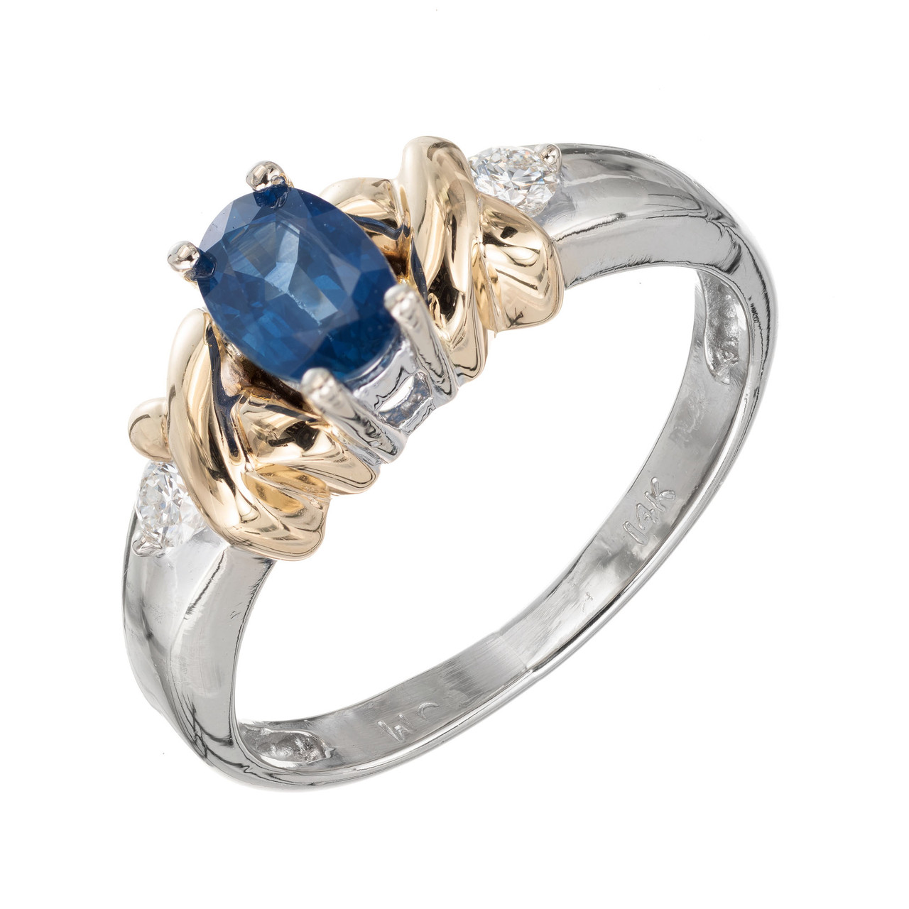 Sapphire Diamond 14K Two Tone Gold Engagement Ring
