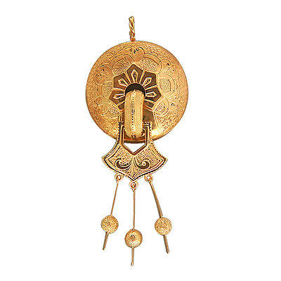 Vintage Antique Victorian 1850 14k Yellow Gold Hand Engraved Dangle ...