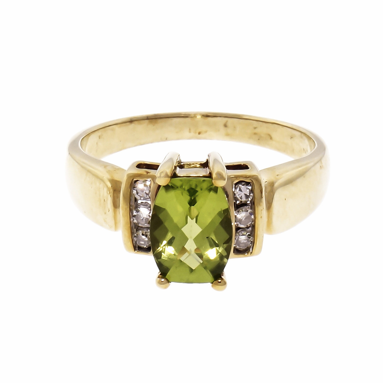 1.25ct Peridot Diamond 10K Yellow Gold Engagement Ring