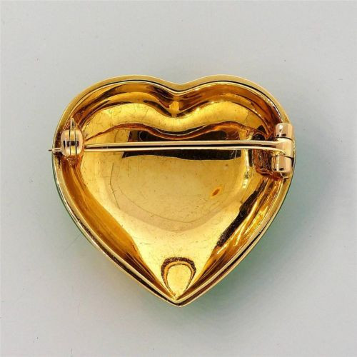 Tiffany + Co 18k Yellow Gold Green Yellow Enamel Heart Pin ...
