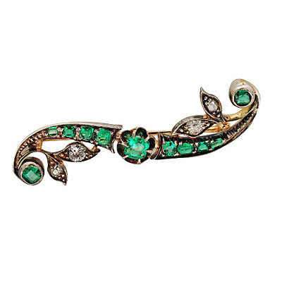 Vintage Natural Gem Beryl Emerald Mine Diamond Victorian 14k Silver Top ...
