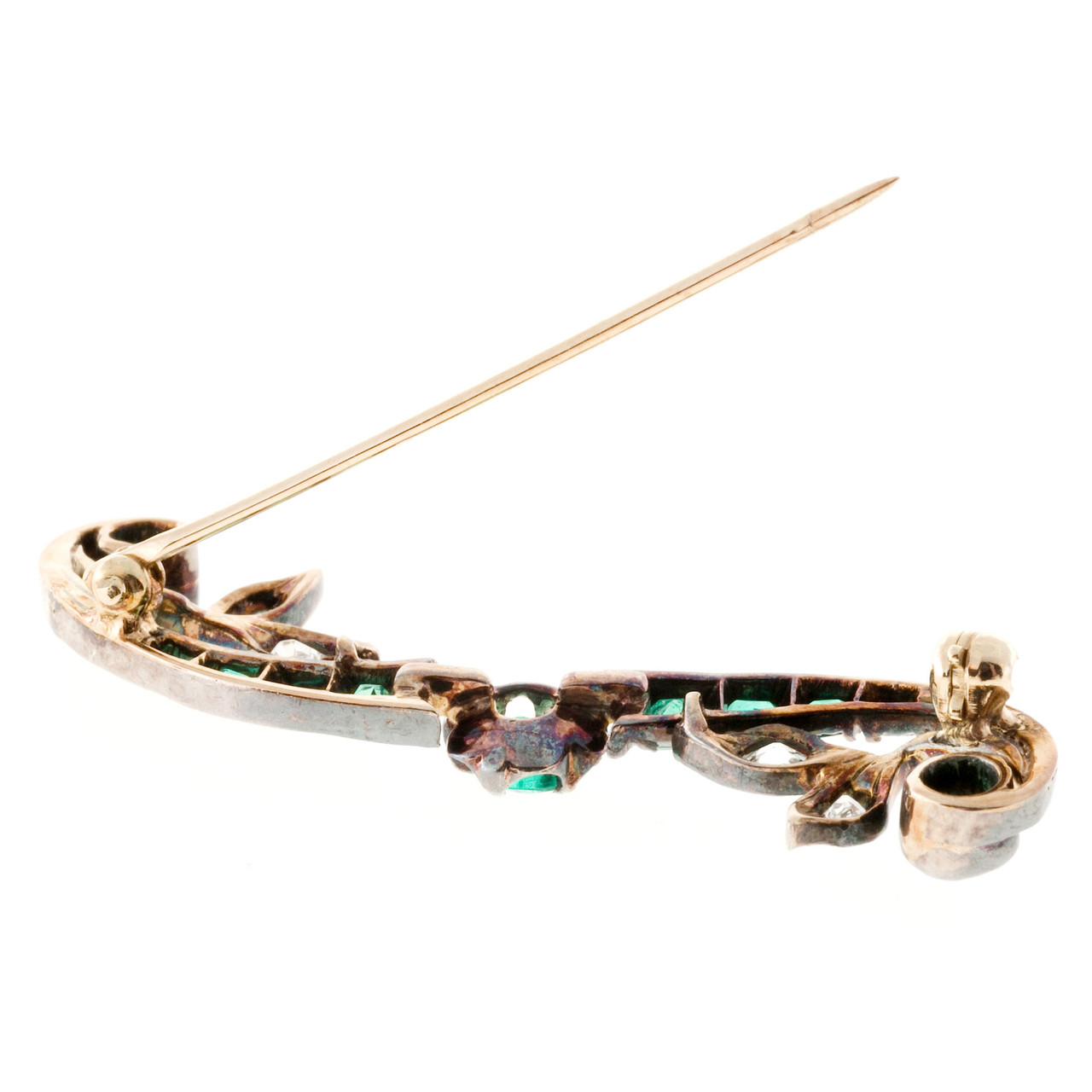 Vintage Natural Gem Beryl Emerald Mine Diamond Victorian 14k Silver Top ...