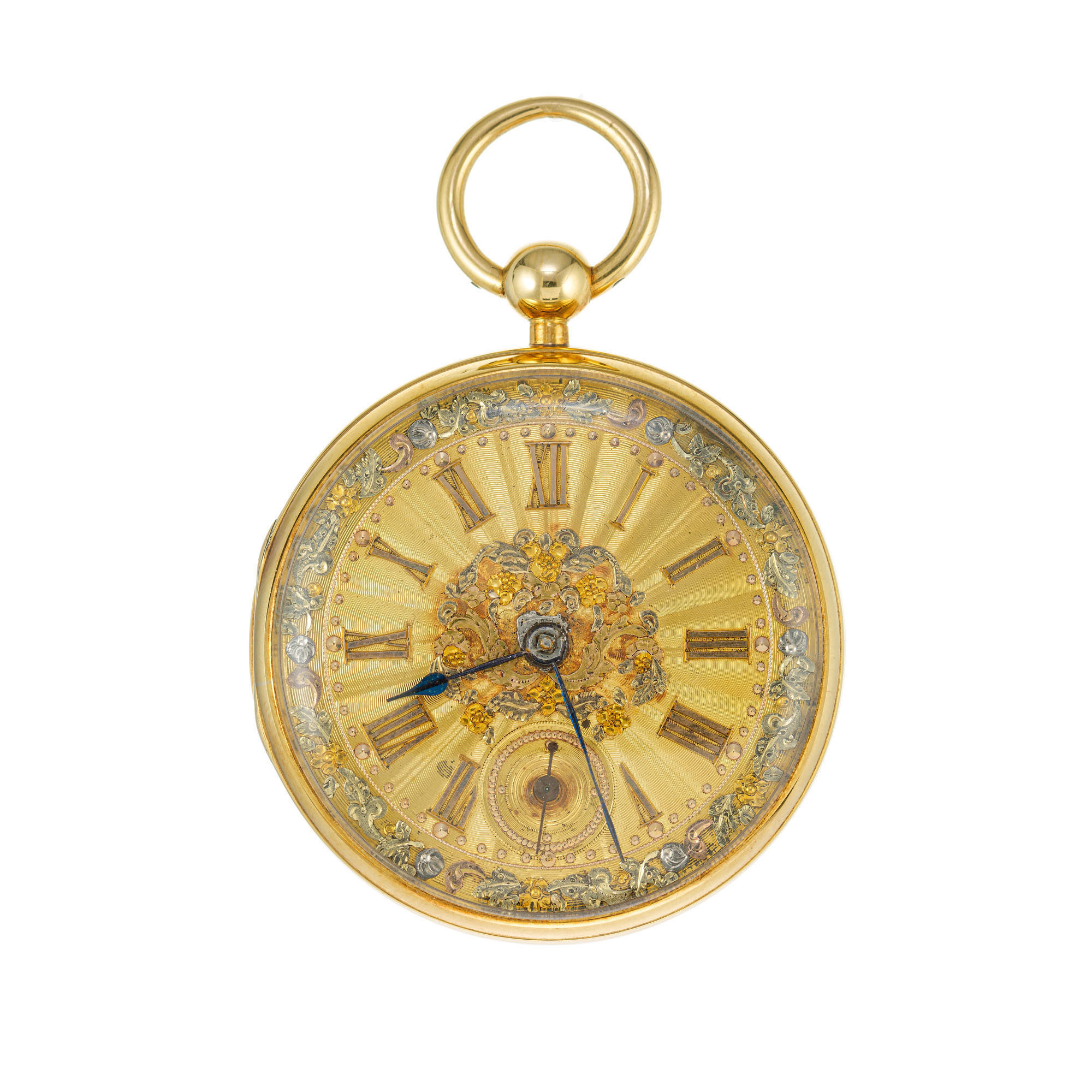 Fusee Chain Drive 1800's John Moncas 18k Tri Color Gold Dial Pocket ...