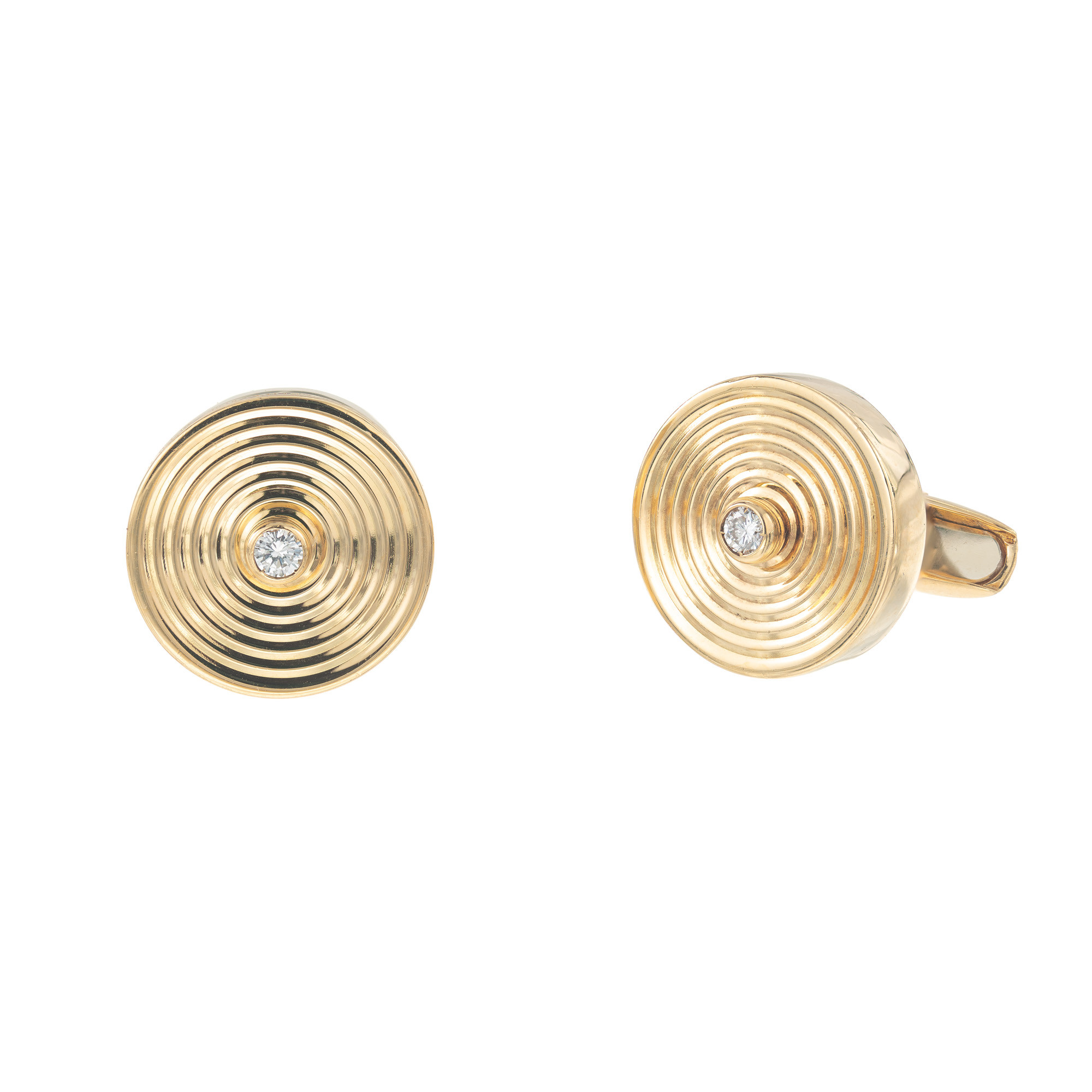 Round Button Style Platinum 18k Cufflinks - petersuchyjewelers