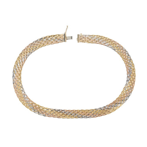 Tri Color Gold Mesh 14k Gold Necklace - petersuchyjewelers