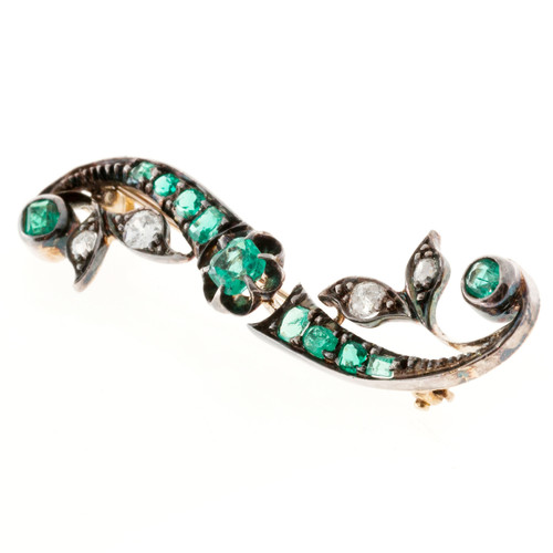 Vintage Natural Gem Beryl Emerald Mine Diamond Victorian 14k Silver Top ...