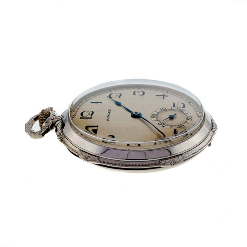E. Howard Art Deco 14k White Gold Pocket Watch Open Face ...