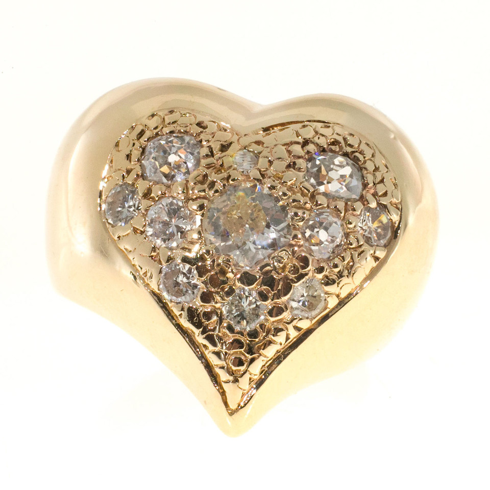 Vintage Estate Gregg Ruth Platinum Round Pave Set Full Cut Diamond Ring ...