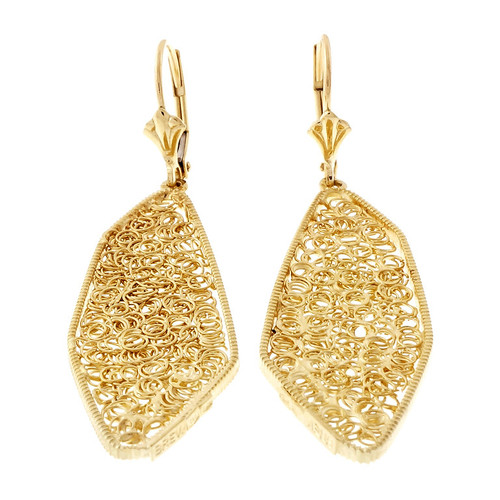 Estate Handmade Open Work Asymmetrical 14k & 18k Gold Earrings ...