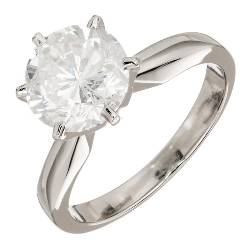 Egl Certified 2.13 Carat Diamond Six Solitaire Gold Engagement Ring