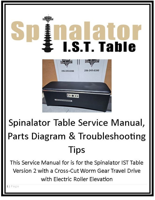 Spinalator IST Table Maintenance & Parts Diagram