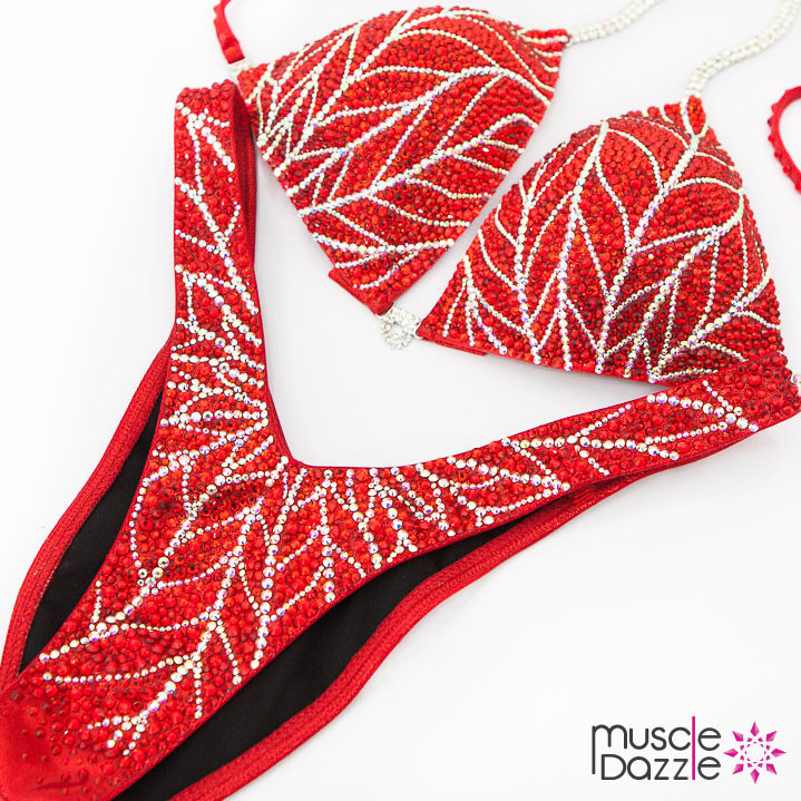 Red Figure Competition Suit | Intricate Line Design