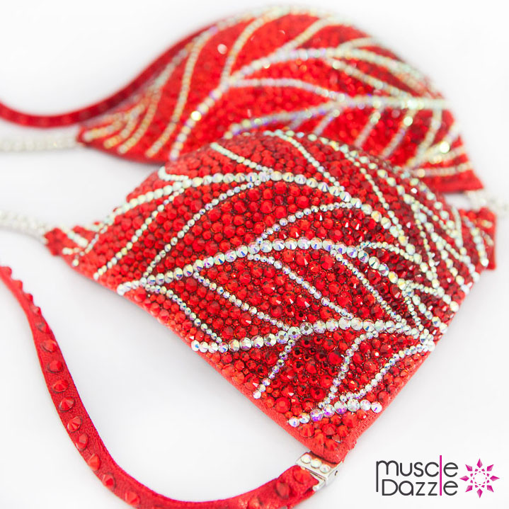 Red Figure Competition Suit | Intricate Line Design