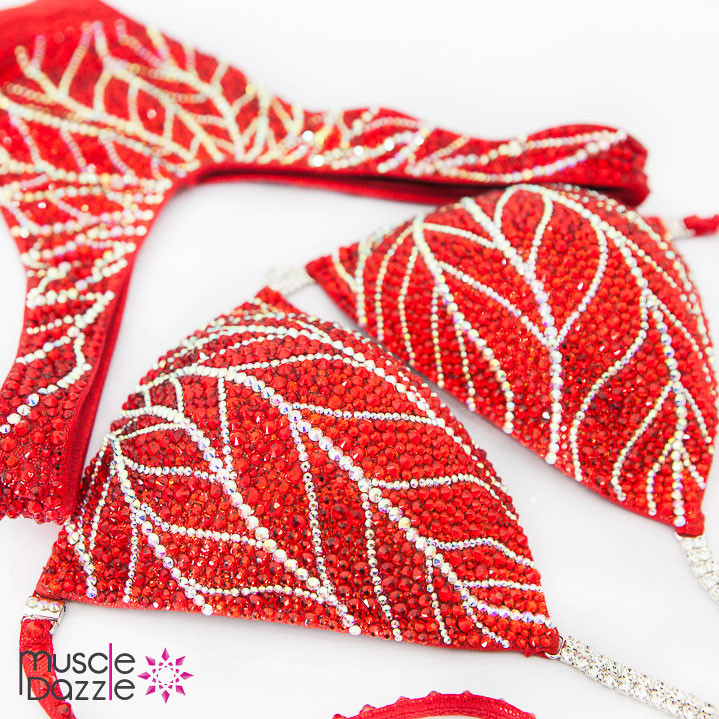 Red Figure Competition Suit | Intricate Line Design