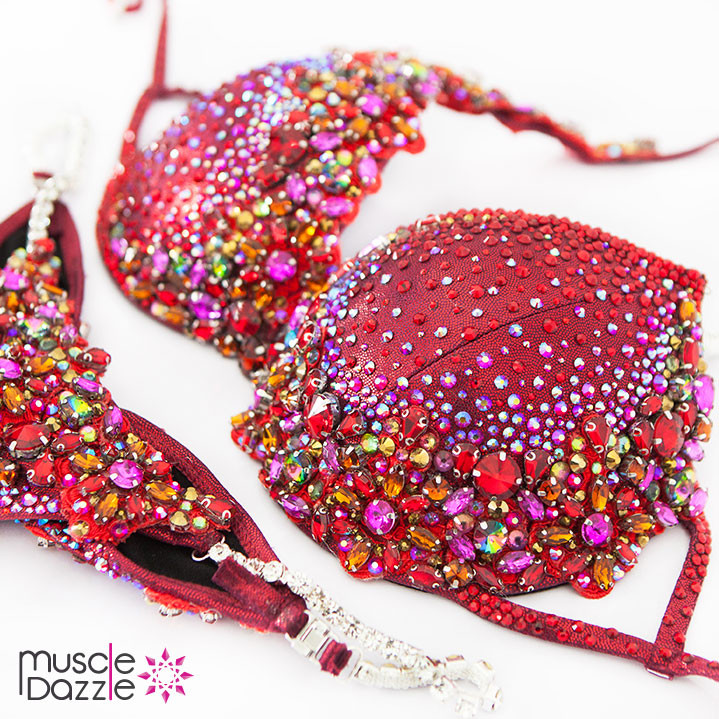 Ruby Red Bikini Diva Competition Suit For WBFF