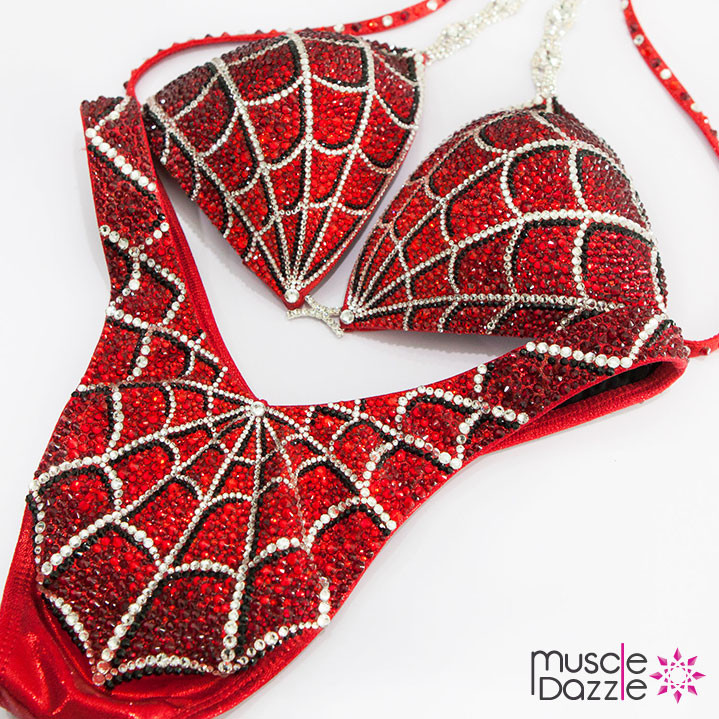 Spiderman Crystal Competition Fitness Bikini for Stage