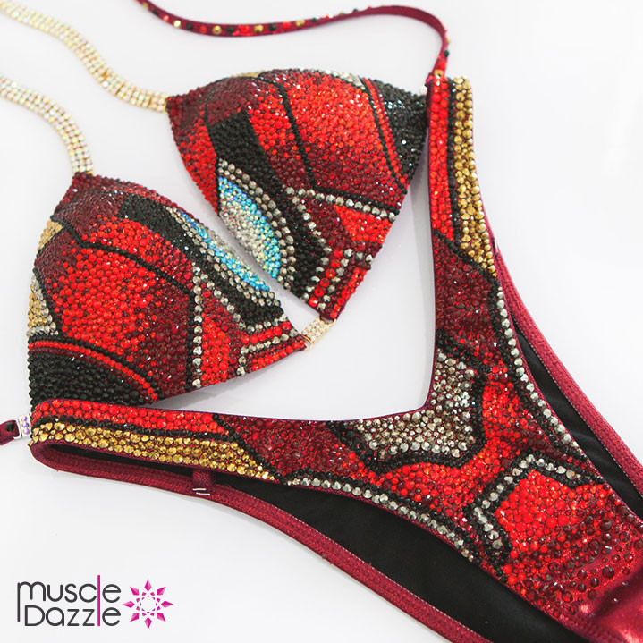 Iron Man Bikini Competition Suit | Stunning Crystal Work