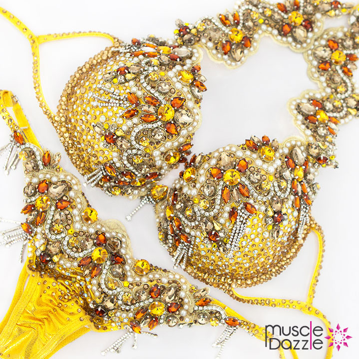 Yellow WBFF Diva Bikini Suit.