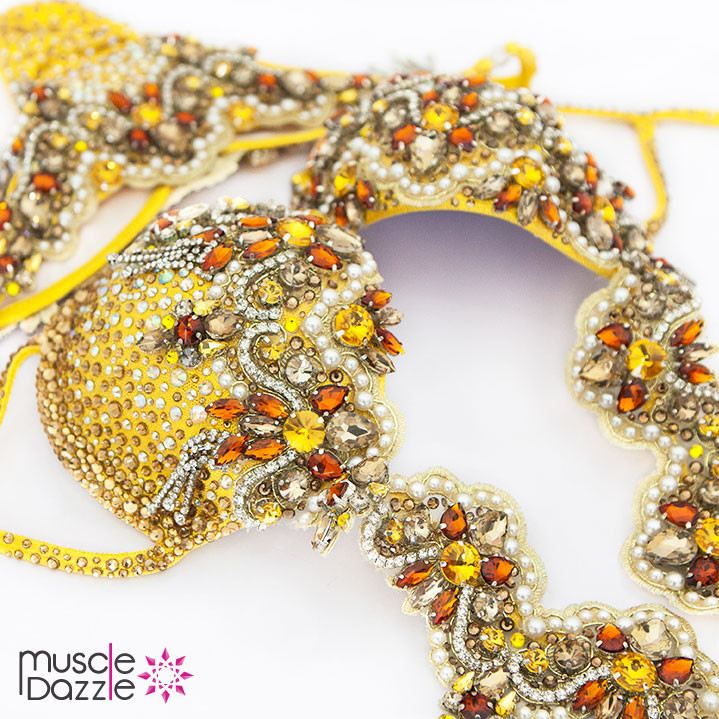 Yellow WBFF Diva Bikini Suit.