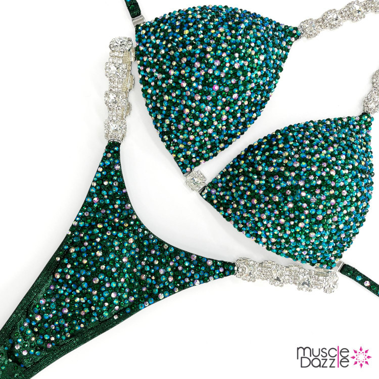 Hand-Crystalled Peacock Passion Competition Bikini