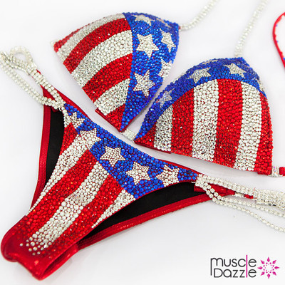 American Flag Competition Bikini | Amazing Crystal Design