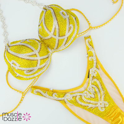Bright Canary Yellow Figure Competition Suit