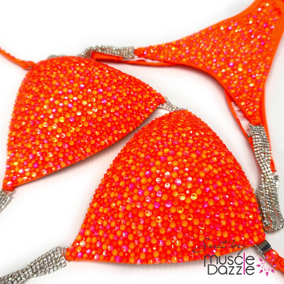 Muscle Dazzle's Super Bright Neon Orange Bikini for Champions