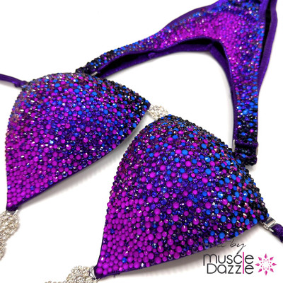 Stunning Purple & Blue Competition Suit for Figure Competitors