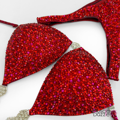 Stand Out in Muscle Dazzle's Ruby Red Competition Figure Suit