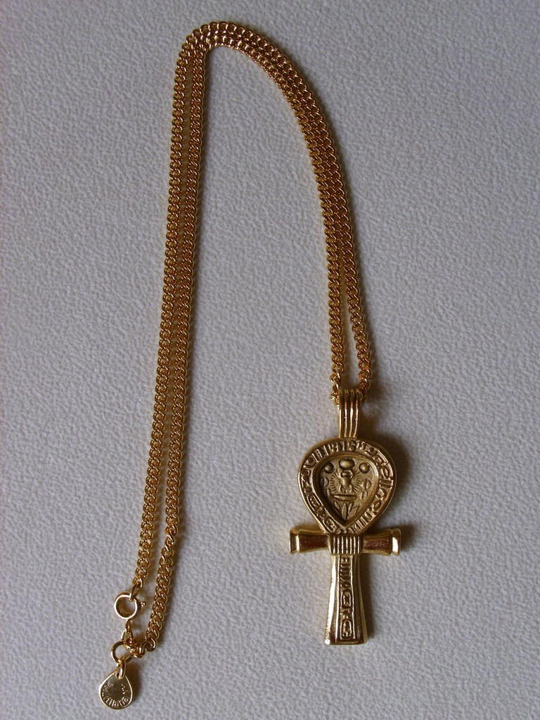 Museum Reproduction Jewelry. Ancient Egyptian Ankh Symbol Pendant & Chain