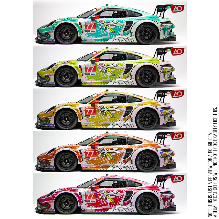 PORSCHE SKETCHY Waterslide Decals