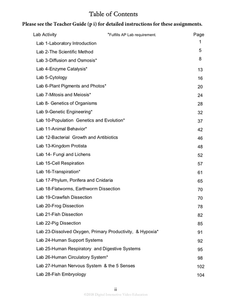 Lab Manual for DIVE Biology All Formats - Digital Interactive Video ...