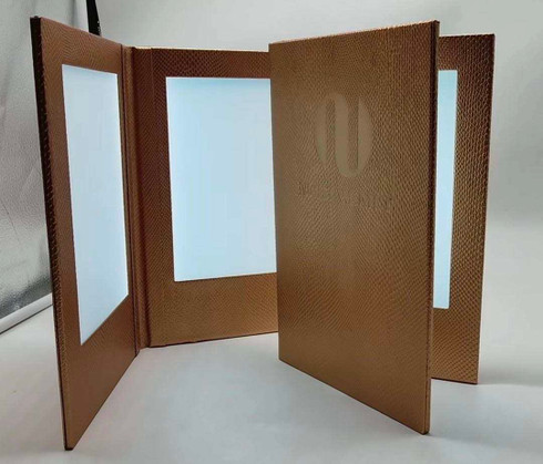 ROSE GOLD COVER LED CHECK PRESENTER - LIGHT UP MENUS - CUSTOM LOGO