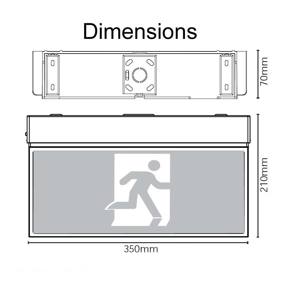 2W Emergency Exit Light Industrial Strength LED 24m Surface Mounted 2 ...