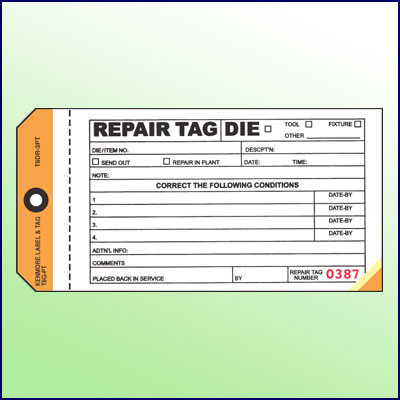 Tool Repair-Equipment Repair Tag - Kenmore Label & Tag
