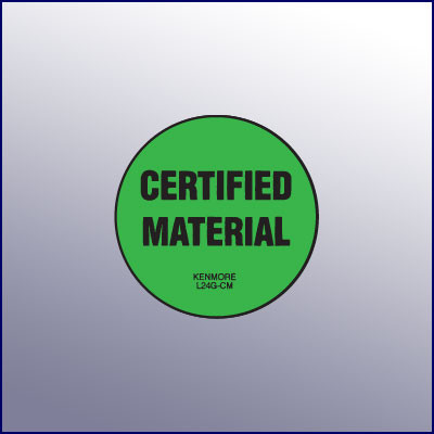 Customer Supplied Quality Assurance Label 4 x 3 - Kenmore Label & Tag