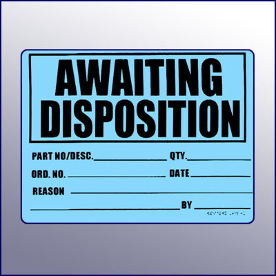 Hold for Disposition Sign - Kenmore Label & Tag
