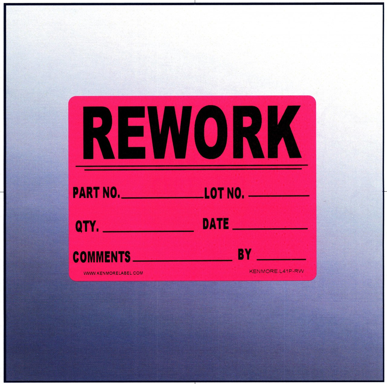Rework Area Sign - Kenmore Label & Tag